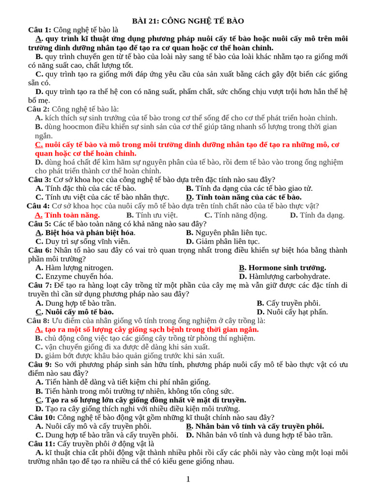 ĐỀ CƯƠNG ÔN THI CUỐI KÌ II - SINH 10rut gon | PDF