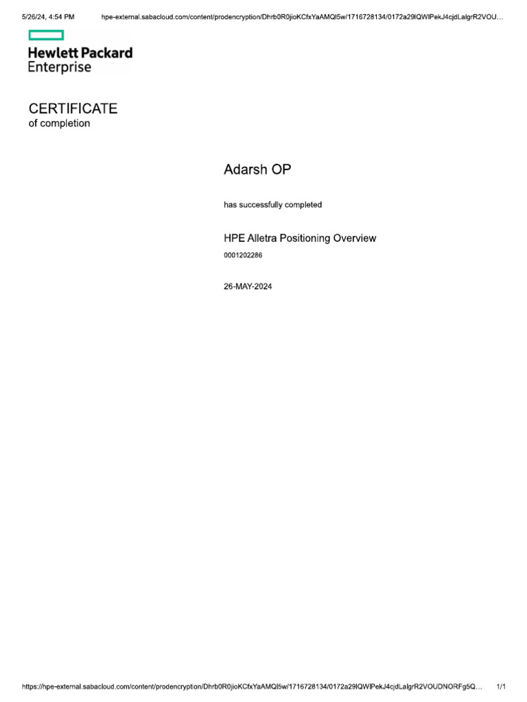 HPE Alletra Positioning Overview - Certificate | PDF