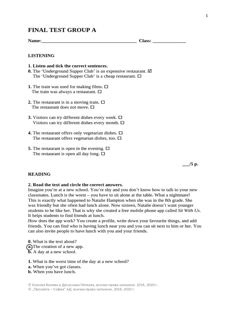 5-Final Test Group A-B | PDF