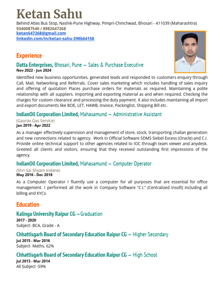 CV - Ketan Sahu | PDF