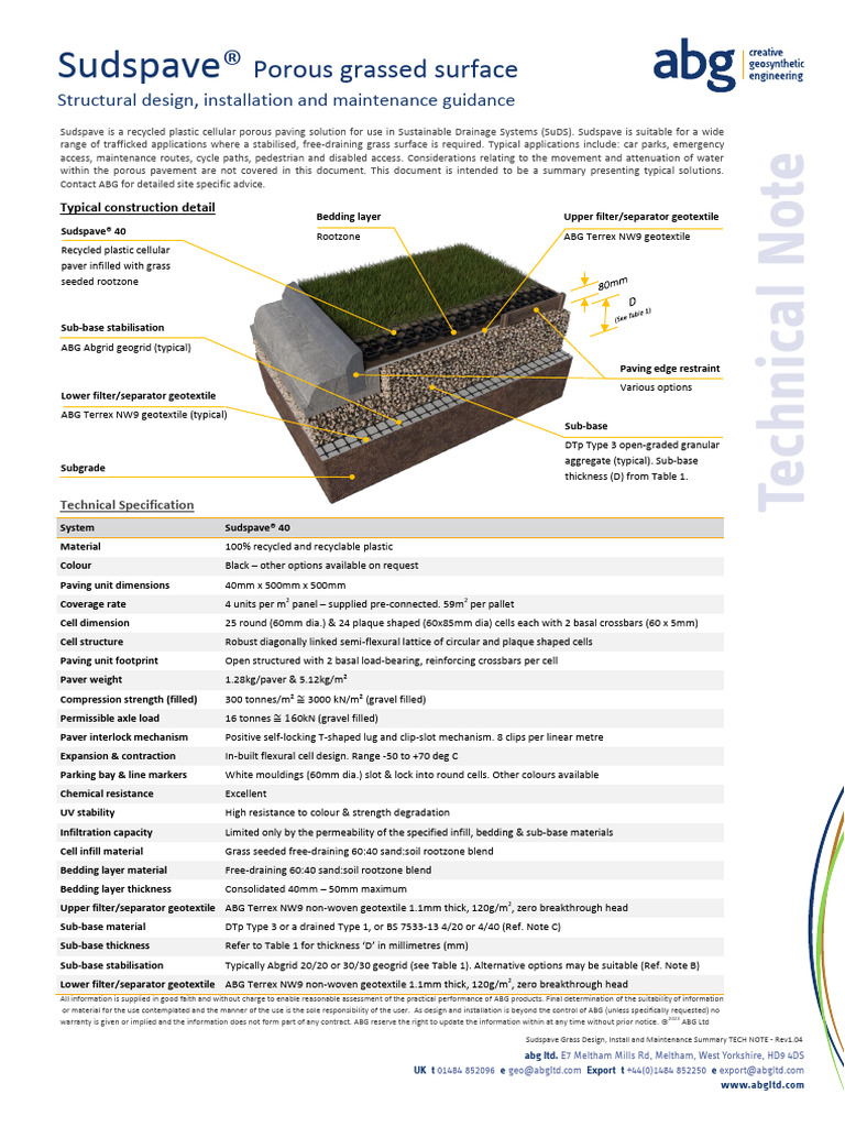 ABG Sudspave Grass Design Install and Maintenance Summary TECH NOTE ...