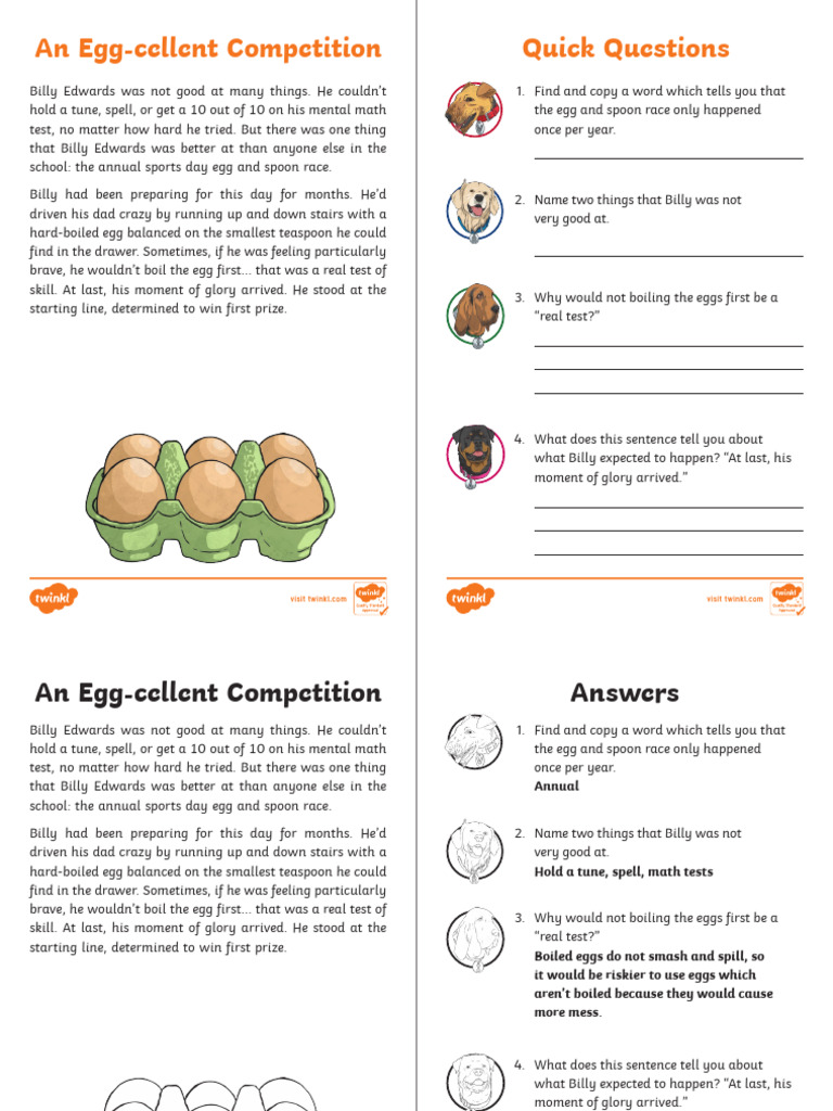 An Egg Cellent Competition Pdf
