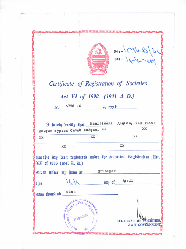 Registration Copy Socities | PDF