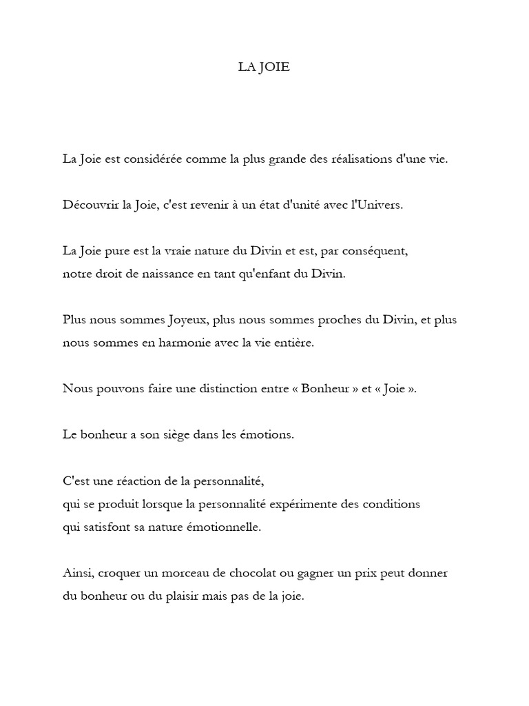 LA JOIE | PDF