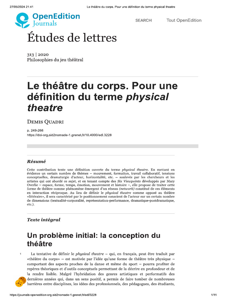 Physical Theatre Définition | PDF