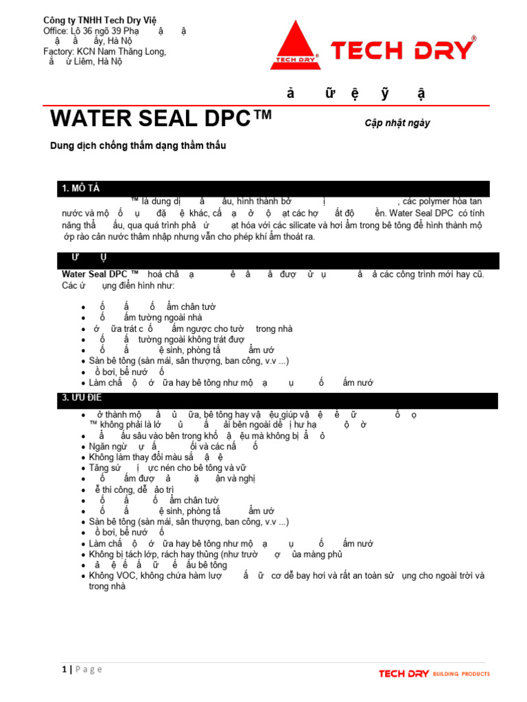 Tài Liệu Chống Thấm Sơn Wasterseal DPC | PDF