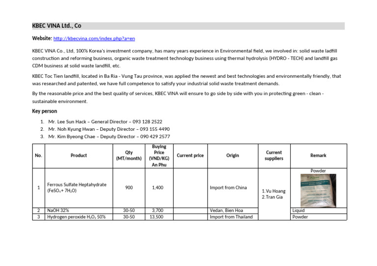 Kbec Vina LTD | PDF