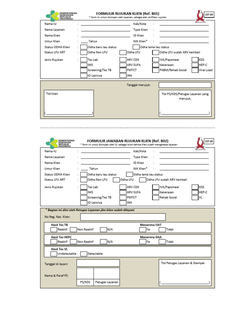 Revisi Form Rujukan ARV PB 24 September 2021 | PDF