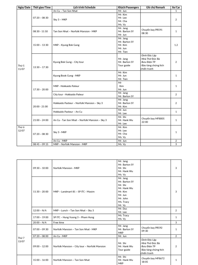 Driver Schedule | PDF