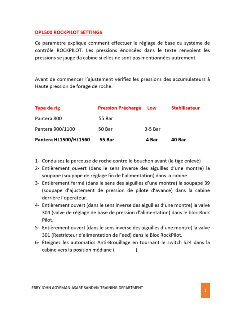 DPo Pressure Settings-French | PDF