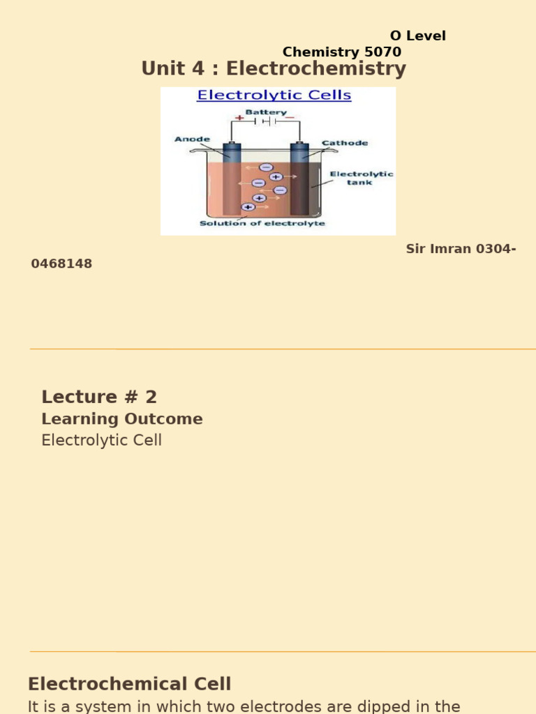Lec 2. Electrochemical Cell | PDF