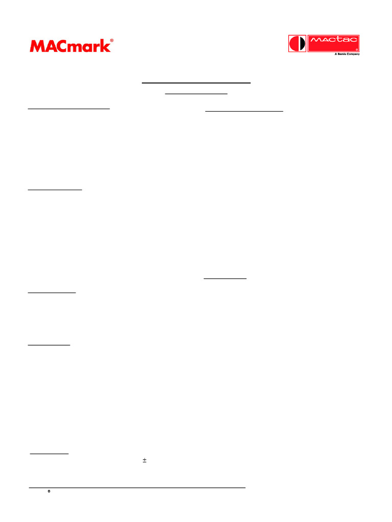 Mac Tac 8900 Pro Data Sheet | PDF