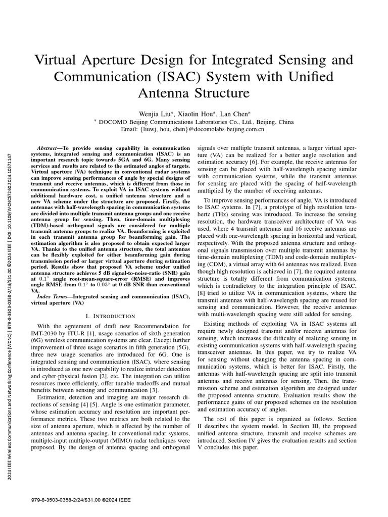 Virtual Aperture Design For Integrated Sensing And Communication Isac System With Unified