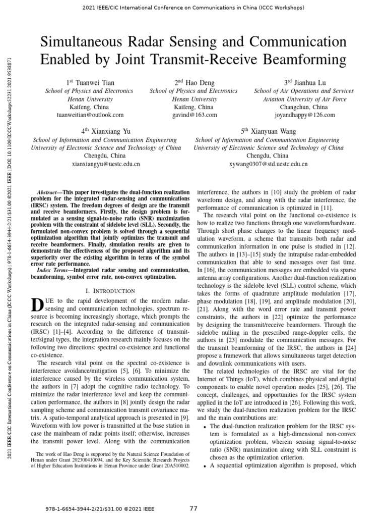 Simultaneous Radar Sensing and Communication Enabled by Joint Transmit ...