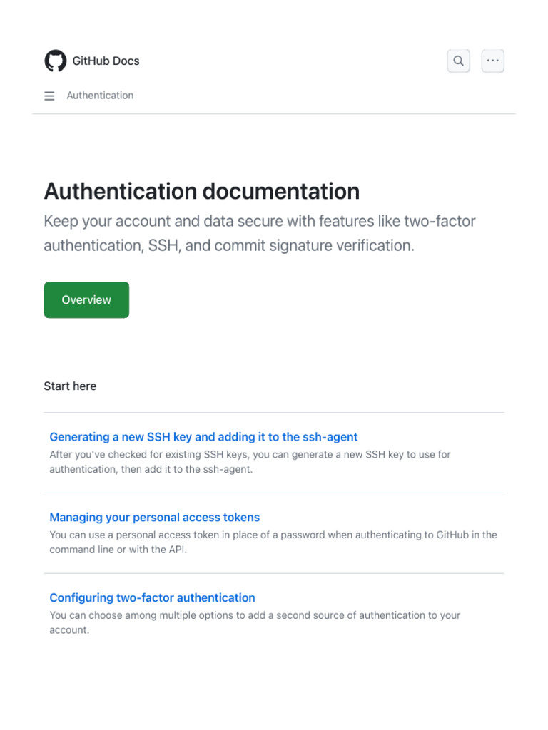 Authentication Documentation - GitHub Enterprise Cloud Docs | PDF