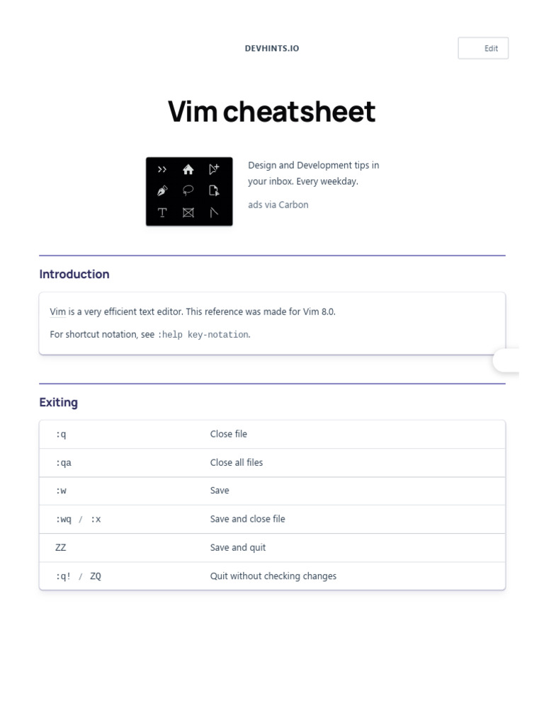 Vim Cheatsheet | PDF