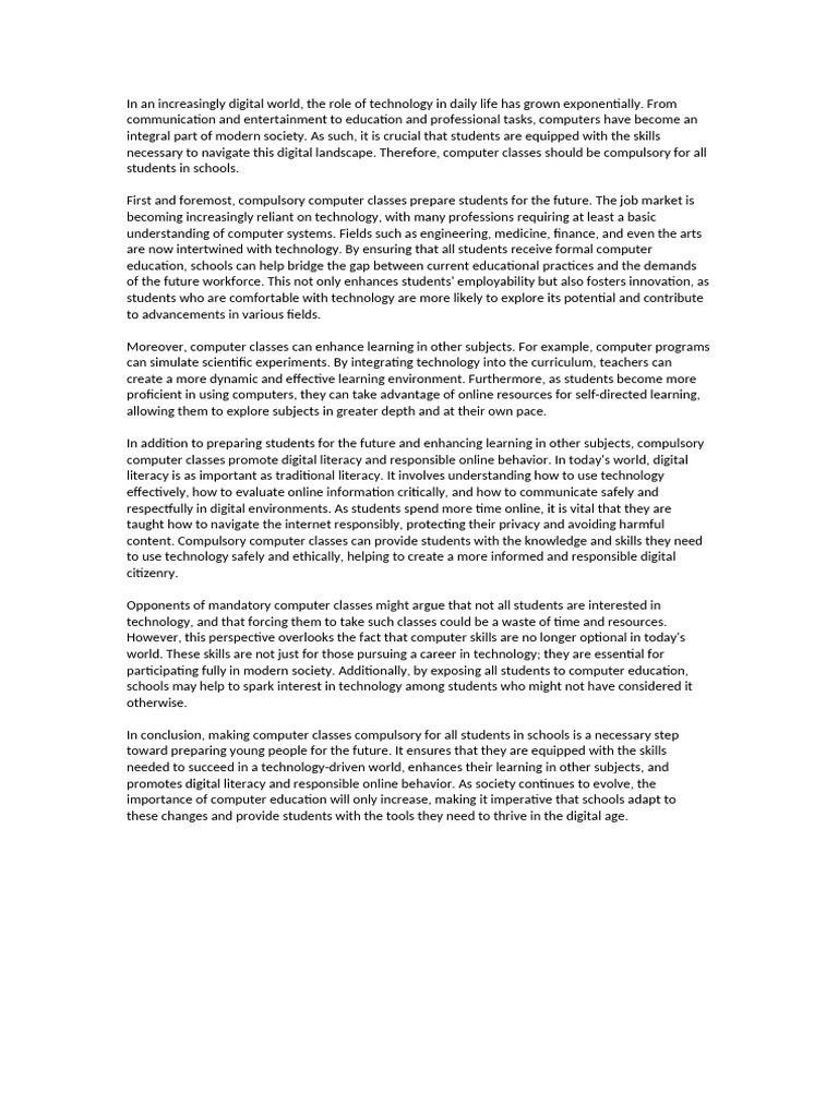 Computer Essay | PDF