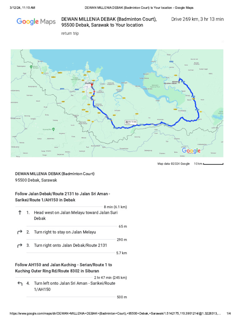 DEWAN MILLENIA DEBAK (Badminton Court) To Your Location - Google Maps | PDF
