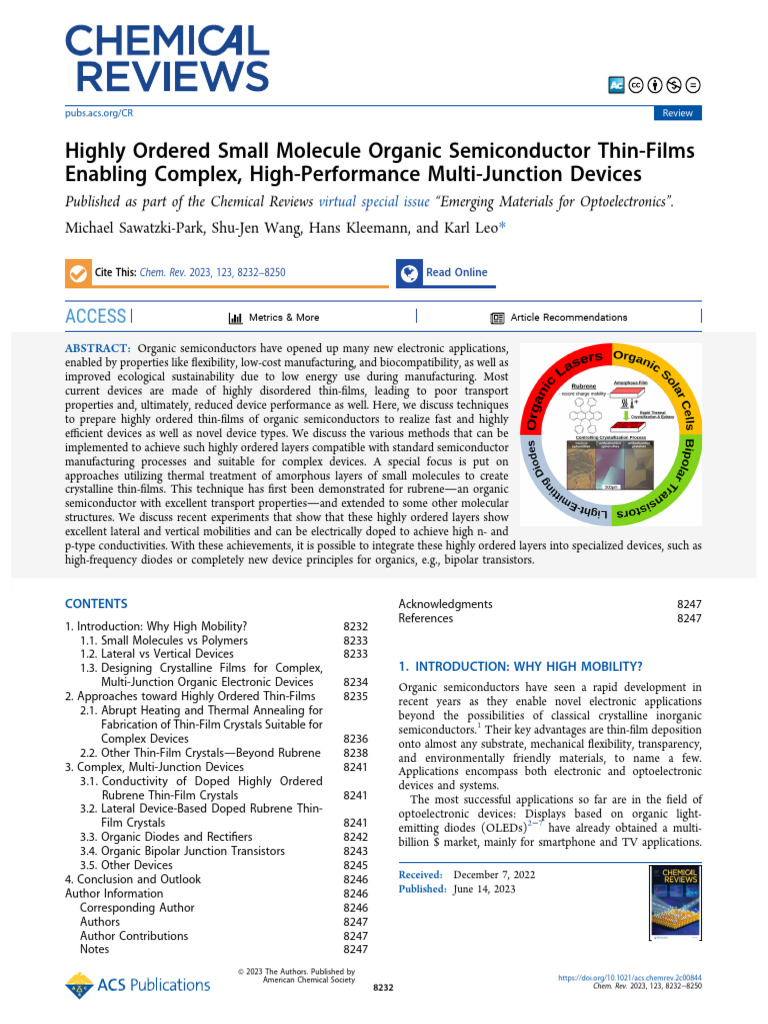 Highly Ordered Small Molecule Organic Semiconducto | PDF