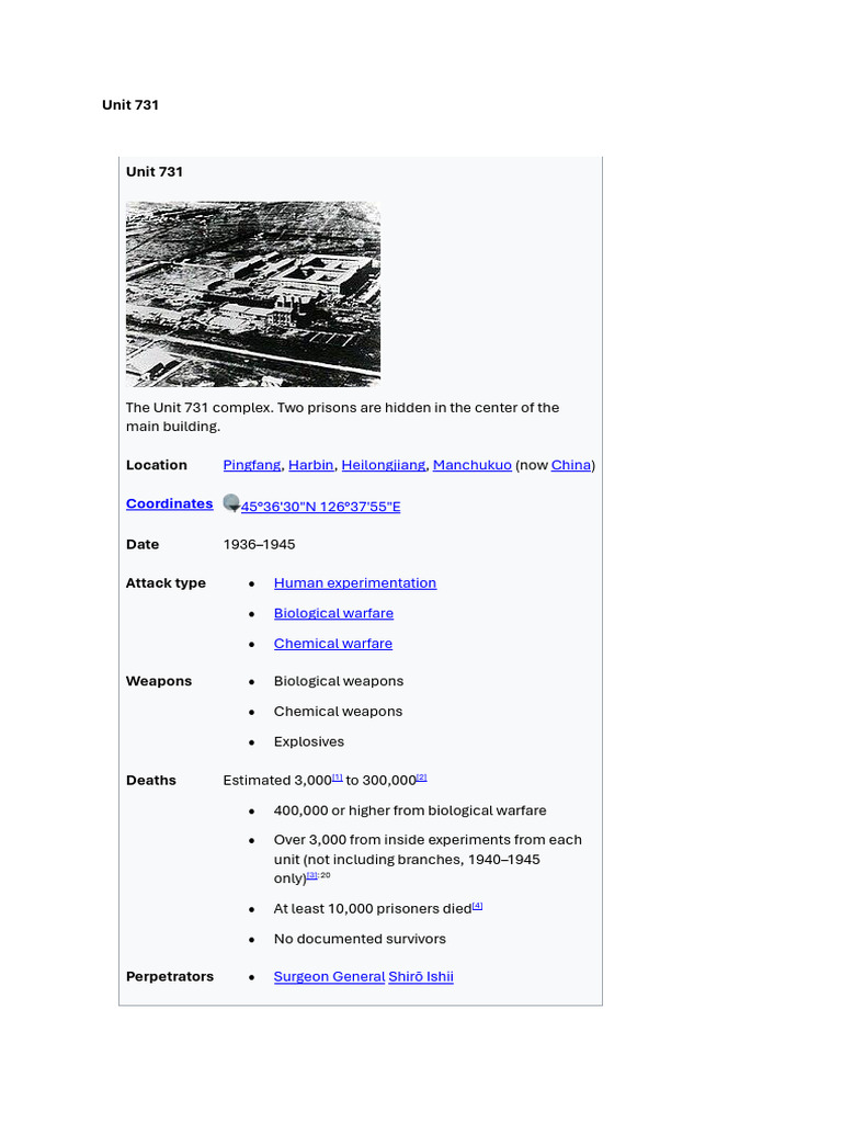 Unit 731 | PDF