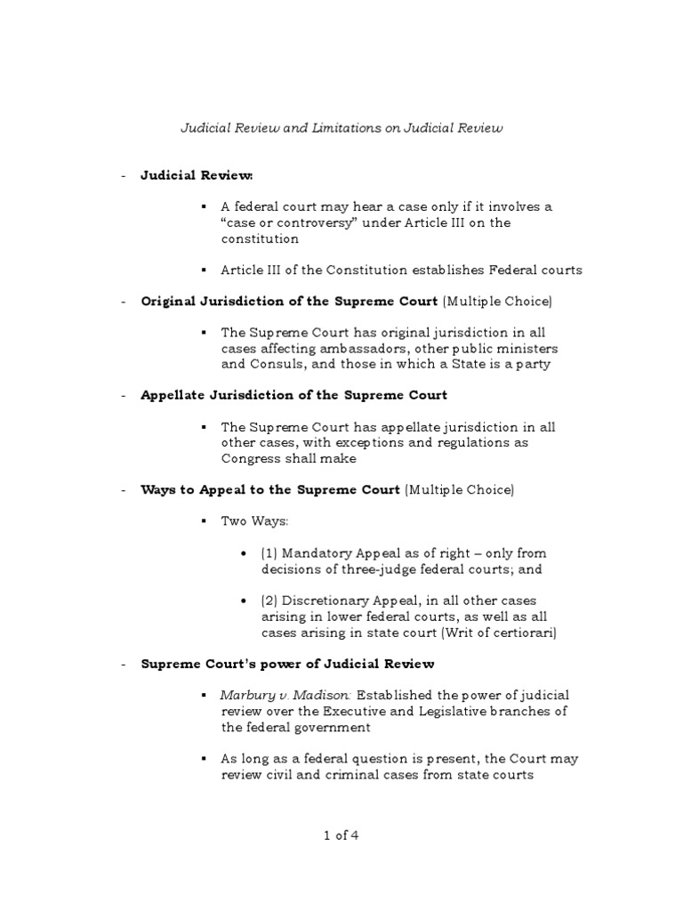 Judicial Review 1 | PDF | Federal Judiciary Of The United States ...