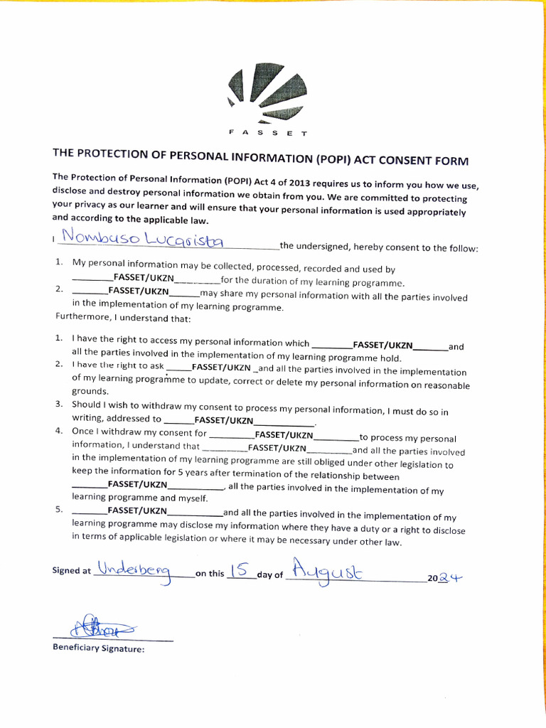 POPI Act Form | PDF