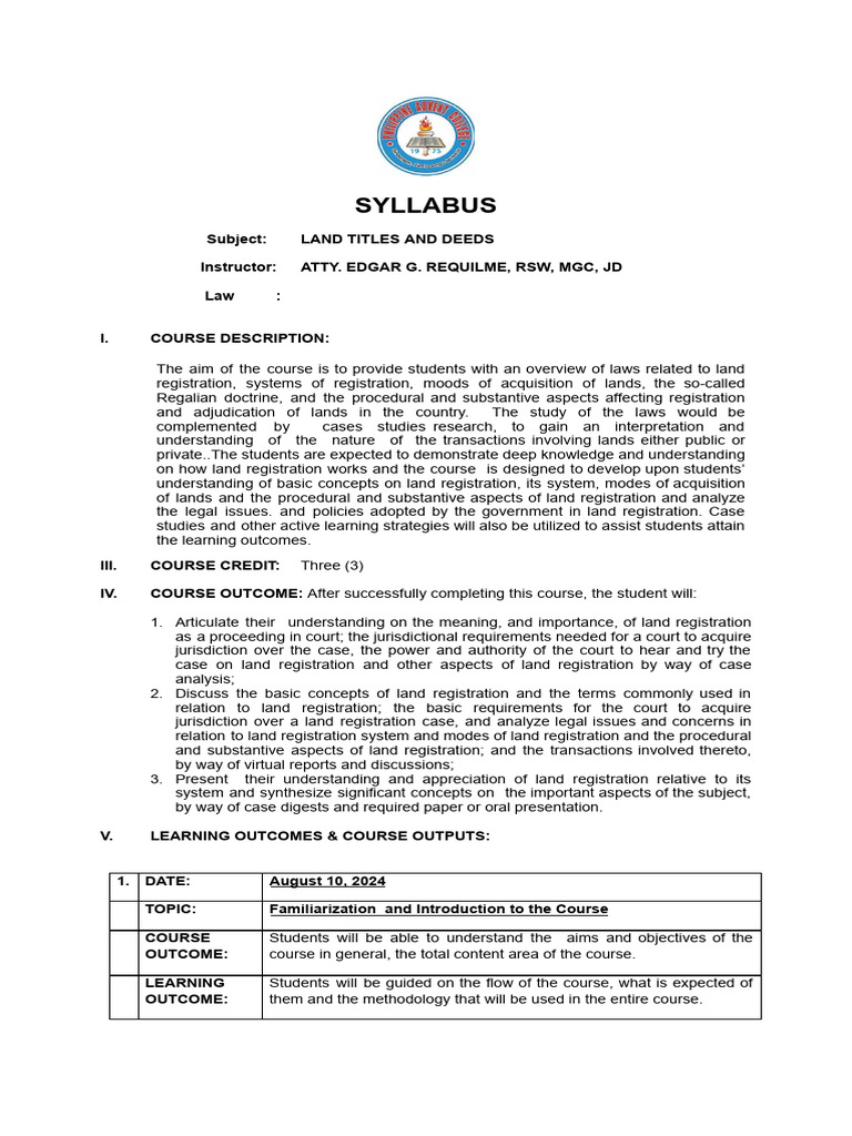 PAC SYLLABUS LTD Class SY 2024 2025 | PDF