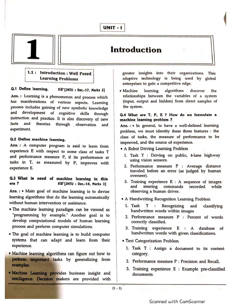 ML Unit-1 | PDF