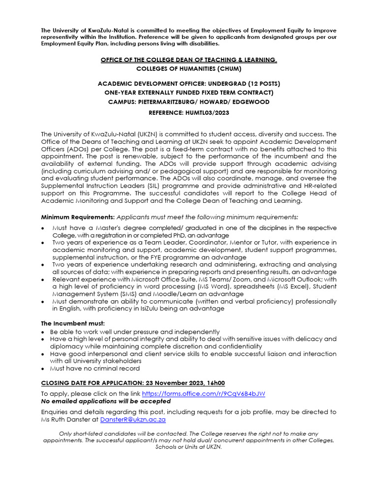 Humtl03 - 2023 +academic+development+officer+-+undergrad+ (1+year+ftc ...