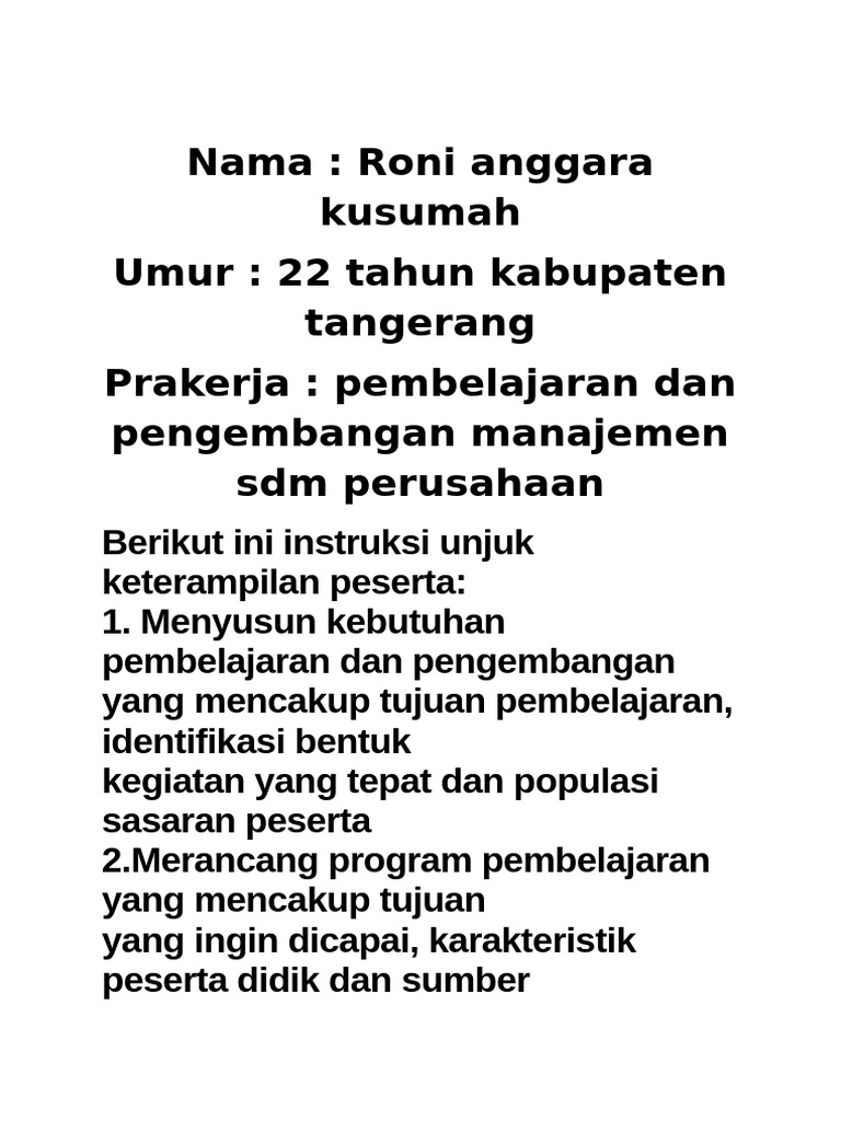 Uji Keterampilan Roni Anggara Kusumah | PDF