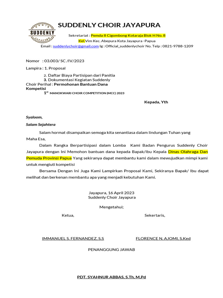 Proposal Suddenly Choir | PDF