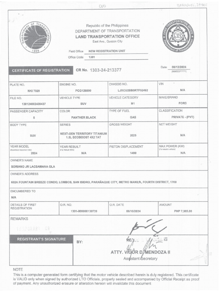 Ford Terittory OR CR 2024 | PDF