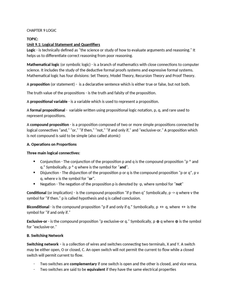CHAPTER 9 LOGIC | PDF