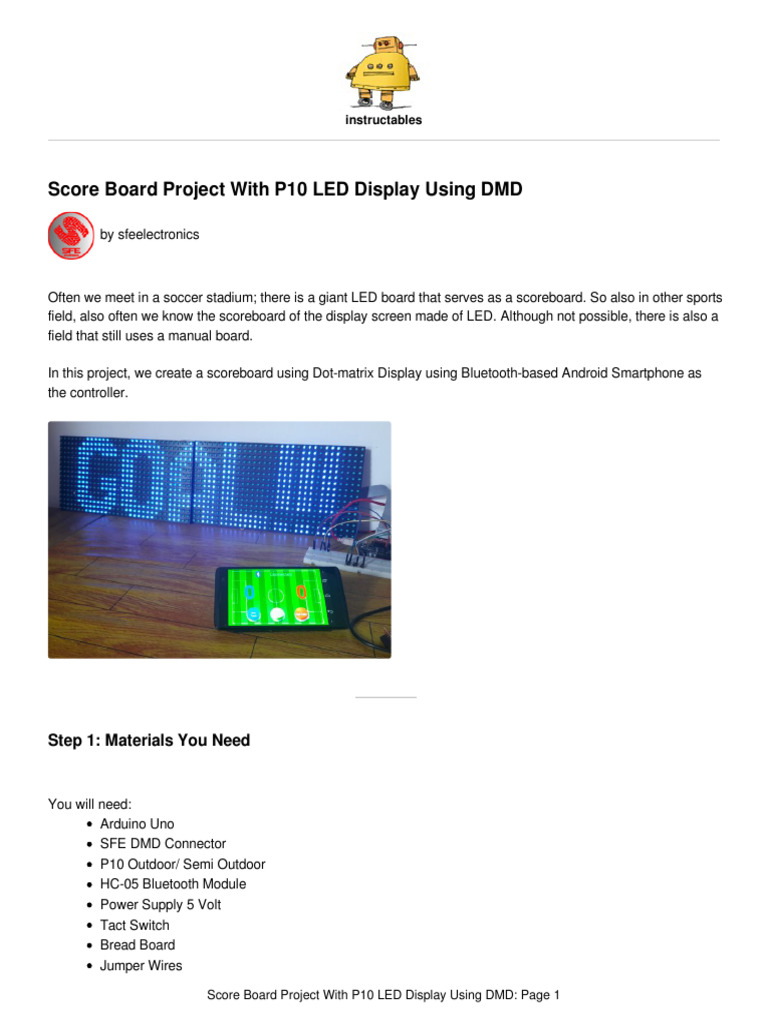 Score Board Project With P10 LED Display Using DMD | PDF