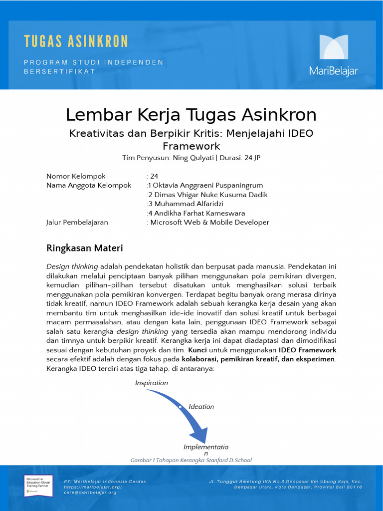 Tugas Asinkron 4 & 5 - Menjelajahi IDEO Framework | PDF
