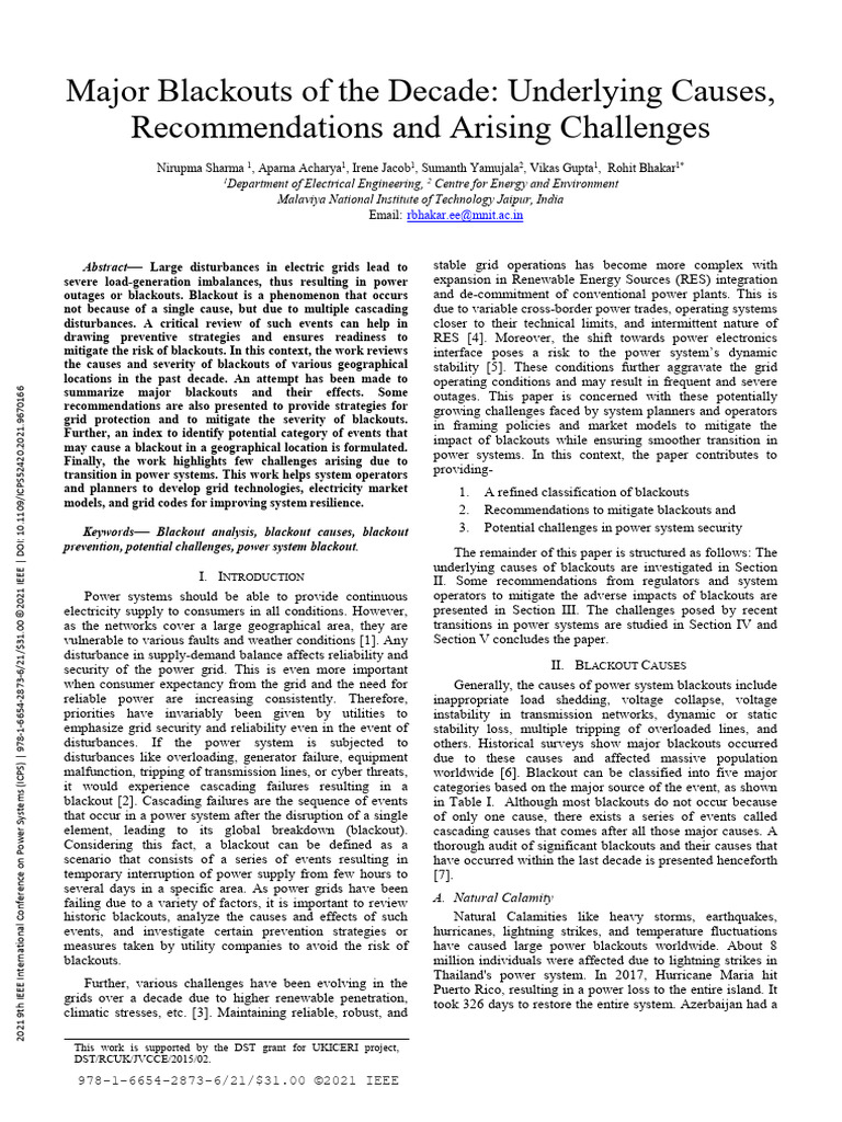 Major Blackouts of The Decade Underlying Causes | PDF | Electrical Grid ...