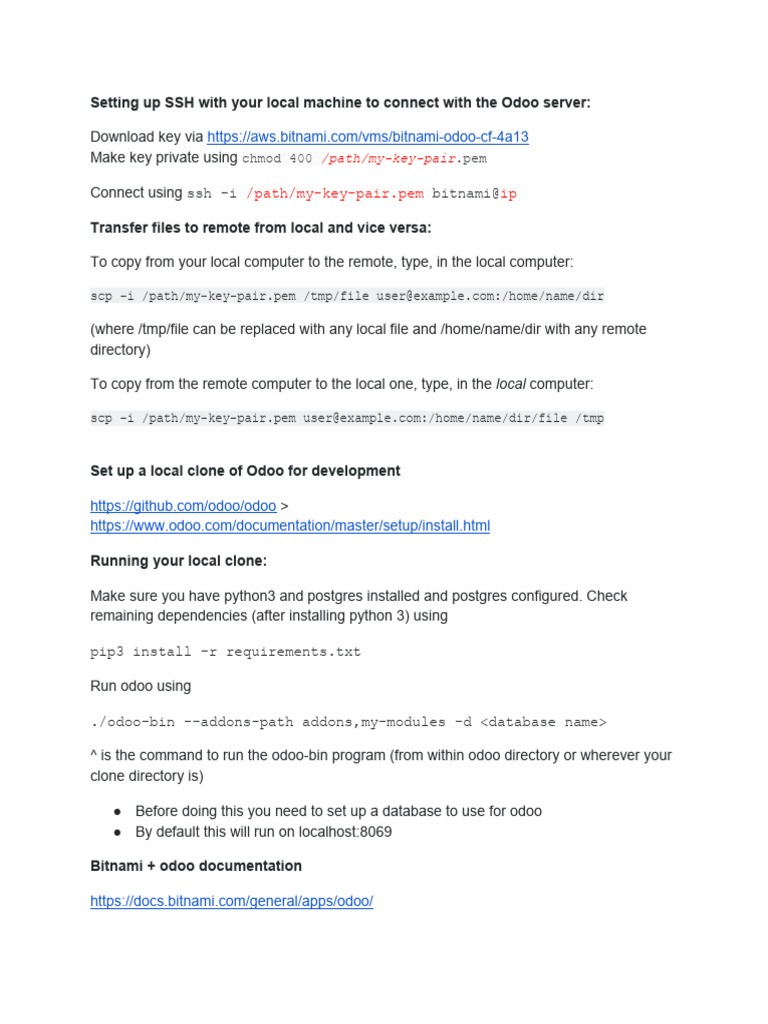 SSH, Bitnami, and Odoo | PDF