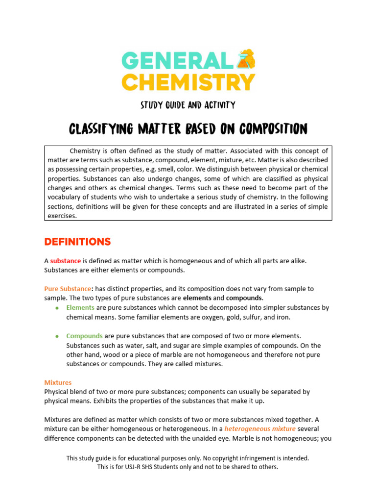 GC1 - SG3 - Classification of Matter | PDF