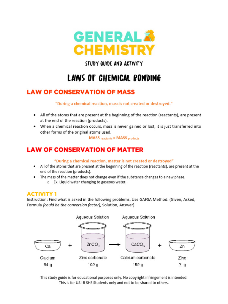GC1 - SG4 - Laws of Chemical Reactions | PDF