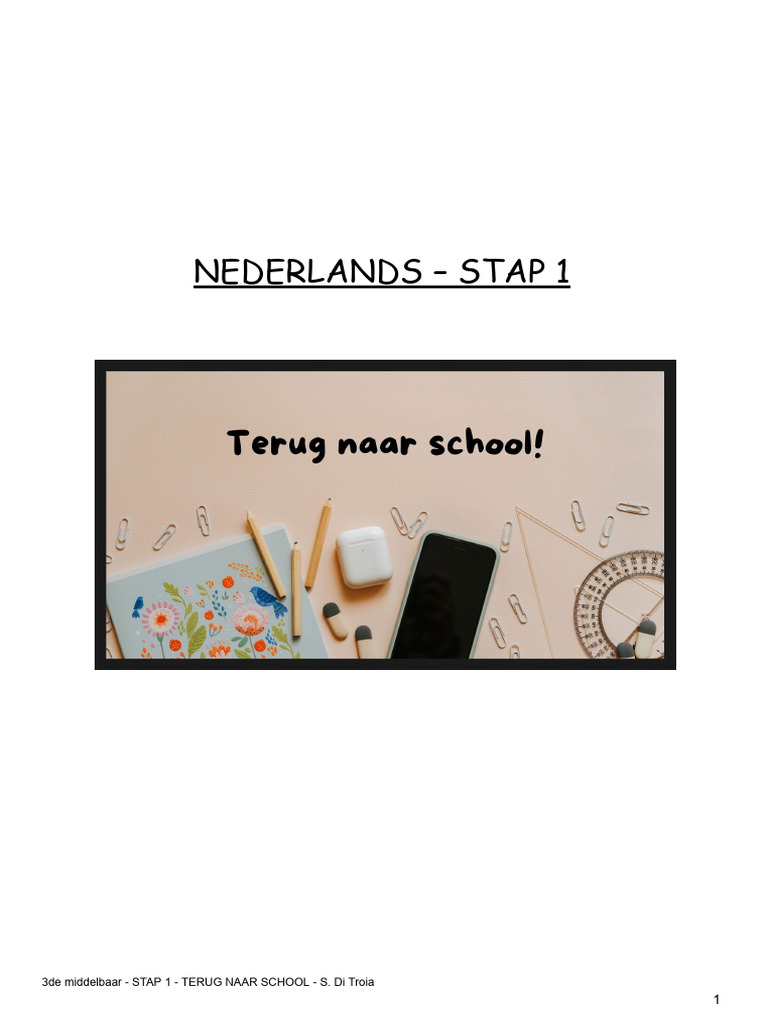 NDLS - 3G - STAP 1 - Terug Naar School | PDF