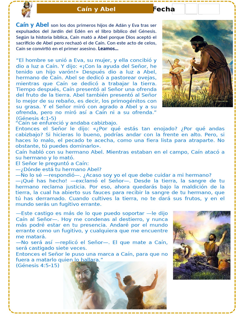 Rel 3 Cain y Abel Area de Educcion Religiosa | PDF