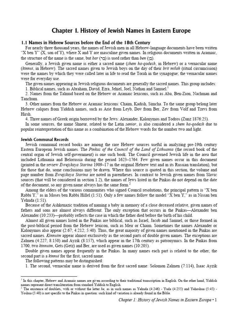History of Jewish Names in Eastern Europ | PDF