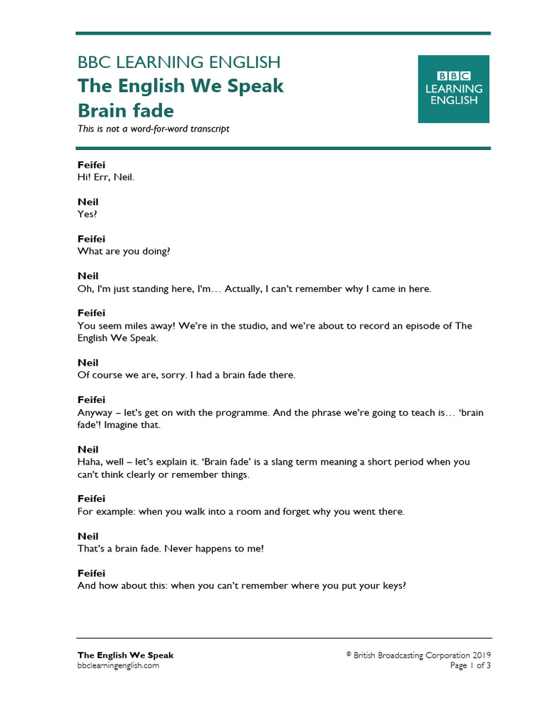 BBC Brain - Fade | PDF