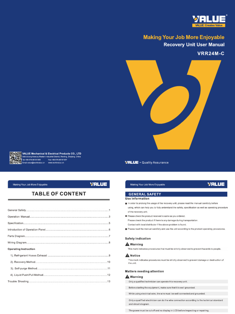 Instructions - VALUE - TF VRR24M-C | PDF