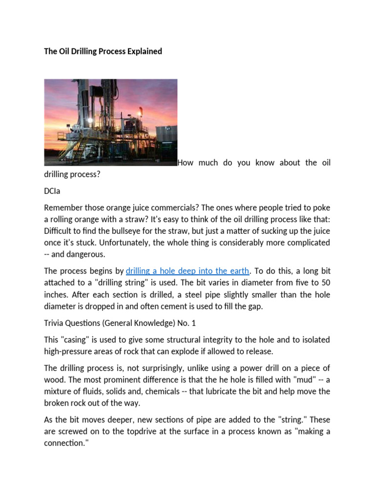 How Oil Drilling Works | PDF | Casing (Borehole) | Petroleum