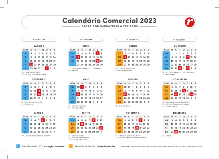 Calendario Comercial 2023 - Por | PDF