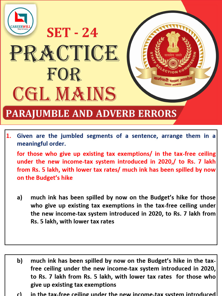 Practice For CGL Mains-8 | PDF | Income Tax