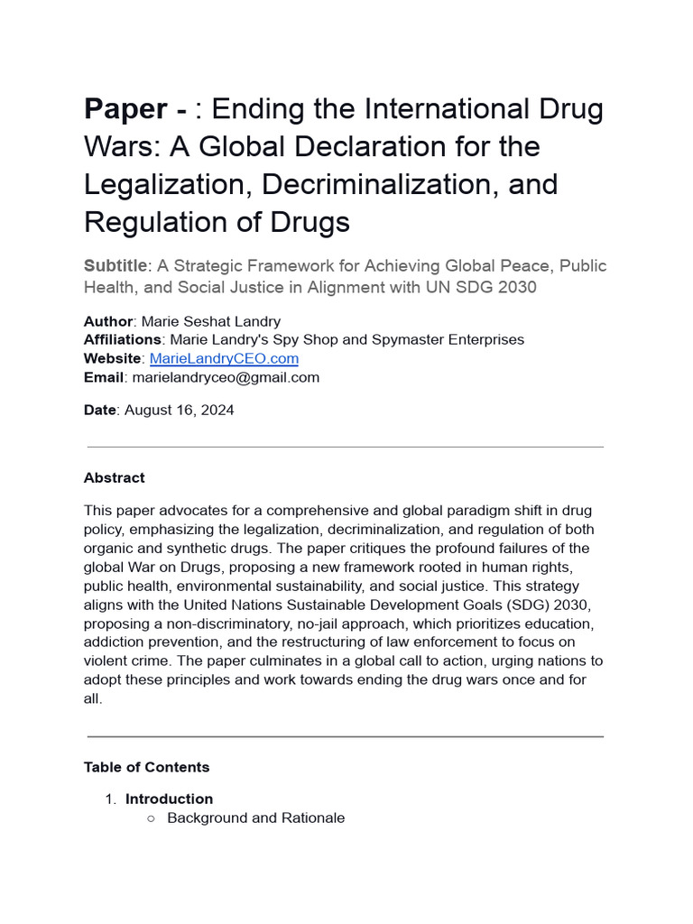 Paper - Ending The International Drug Wars - A Global Declaration For ...