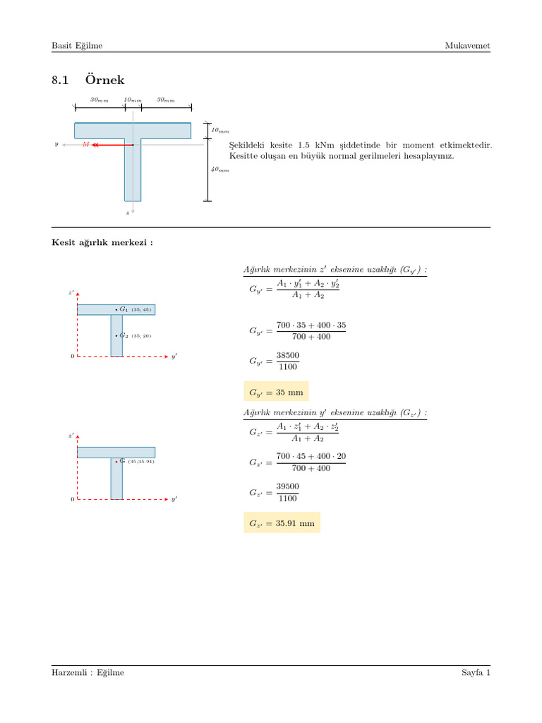 (MUKAVEMET I) 08 - Basit Egilme - Cozumlu Ornekler | PDF