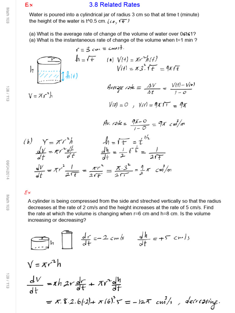 Math 103 (13) Related Rates | PDF